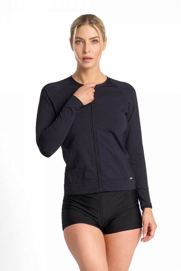 Jantzen Cosmopolitan Zip Rashie Black